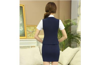 China Summer Femal Wool Short Sleeves Hotel Staff Uniforms With Waistcoat for sale
