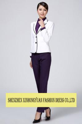 China Cotton Corporate Office Uniforms With Womens White Blazer Jacket Ladies Uniform Shirts for sale