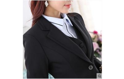 China Wool Long Sleeves Black Corporate Office Uniforms Female Business Suits for sale