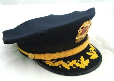 China Army Gold Embroidered Military Hats And Caps For Captain Man , Police Uniform Hat for sale