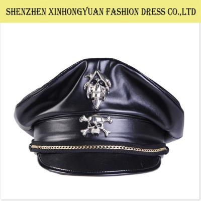 China Leather Military Hats And Caps , US Army Leather Military Plain Black Baseball Cap for sale