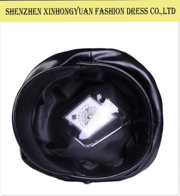 China Leather Military Hats And Caps , US Army Leather Military Plain Black Baseball Cap for sale
