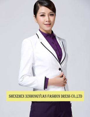 China Breathable White Jacket Purple Shirt Trousers Flight Attendant Outfits for sale