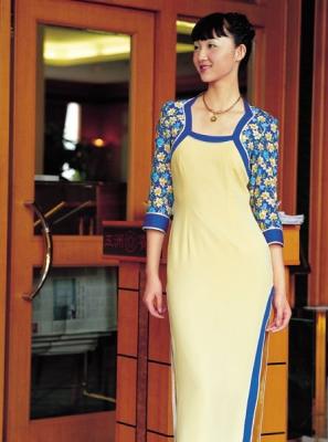 China Yellow Women ' s And Men ' s Hotel Staff Uniforms , OEM Cotton Uniform With Various Colors for sale