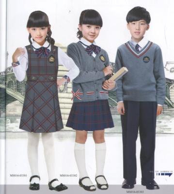 China Cotton Students School Uniforms , Girl ' s And Boy ' s School Jacket + Shirt + Trousers for sale