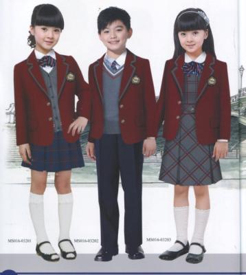 China Cotton Students School Uniforms , Girl ' s And Boy ' s School Jacket + Shirt + Trousers for sale