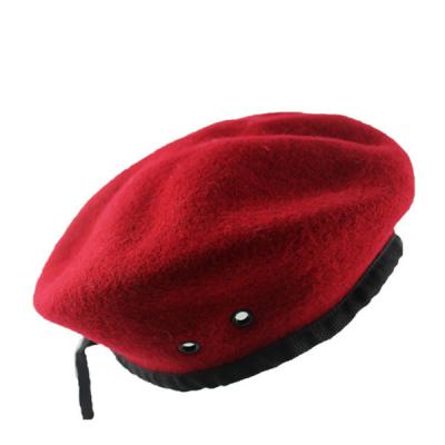 China Wool French Military Beret With Inner Fastner Belt Ventilate Holes for sale