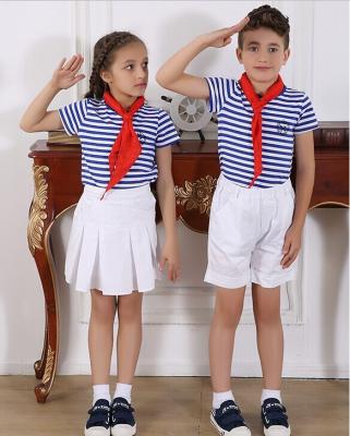 China Navy Blue T - Shirt and overalls School Uniform Clothes for Primary school students for sale