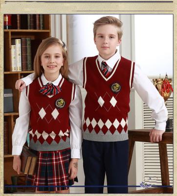 China customized top quality Sweaters Suits School Students Uniforms For Kids Autumn wear with white or red for sale