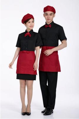 China customized Shirt Western Hotel Staff Uniforms For Men And Women With Waist Apron for sale