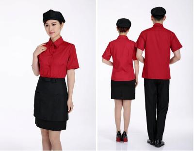 China customized Shirt Western Hotel Staff Uniforms For Men And Women With Waist Apron for sale