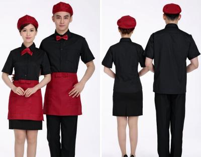 China customized Shirt Western Hotel Staff Uniforms For Men And Women With Waist Apron for sale