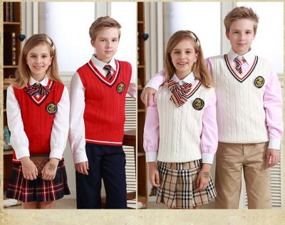 China customized top quality Sweaters Suits School Students Uniforms For Kids Autumn wear with white or red for sale
