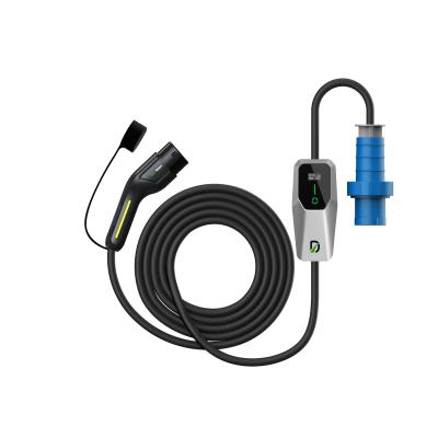 China 22kW Portable EV Charger with IP65 Protection and 5M Industrial CEE Plugs for Three-Phase AC Charging for sale