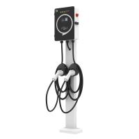 China 14kW Dual-Gun AC EV Wall Charger with 4.3 Inch Display and Type 2 Socket for Home and Commercial Use for sale
