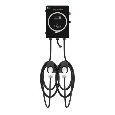 China 14kW Commercial 3 Phase EV Charger with Dual 7kW Outputs and IP54 Protection for Two Electric Vehicles Simultaneous Charging for sale