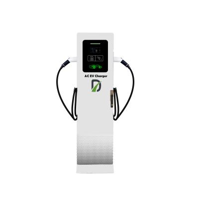 China 44kW Dual-Gun Commercial EV Charging Station Type 2 32A IP54 Waterproof Floor Stand AC Charger for sale