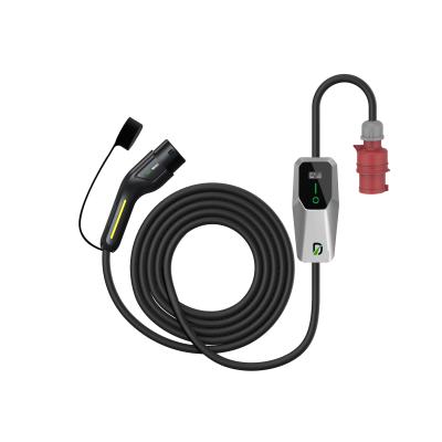 China 22kW Single Phase Portable EV Charger 220V with 5M Industrial CEE Plugs for BYD and Compatible Electric Vehicles for sale