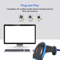 China Wired Handheld Bar Code Scanner Adjustable Stand Automatic 1D Support Windows/Mac/Linux for sale