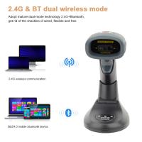 China Wireless Bluetooth 1D 2D QR Code Barcode Scanner With Charging Base for sale