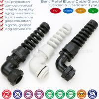 China PG & Metric Thread Plastic Elbow Cable Glands, IP68 Right Angle Nylon Cable Glands with Spiral Flexible Protector for sale