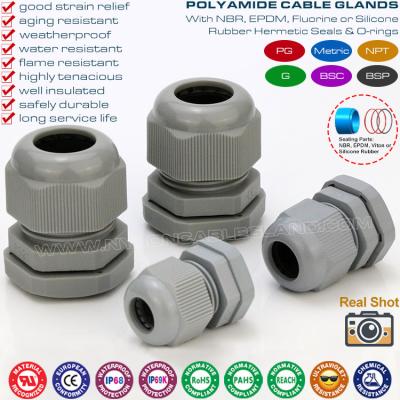 China Polyamide Cable Glands PG7~PG48, Nylon Cable Strain Reliefs M12~M75, Dark-grey Ral 7005, IP69K & IP68 for sale