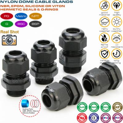 China Polyamide Plastic IP68 Waterproof Solar Cable Glands (Strain Relief Connectors) with PG, Metric & NPT threads for sale