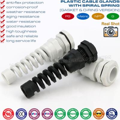 China Strain Relief Cable Gland Plastic IP68 Metric & PG Thread Gray or Black SNCG Series for sale