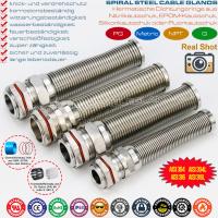 China IP68 Liquid Tight Metal (Brass) Strain Relief Cable Glands with Spiral Flex Protector for sale