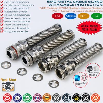 China EMC / EMI / EMV Brass Shielded Cable Glands NPT & G Thread with Flexible Strain Relief Protector for sale