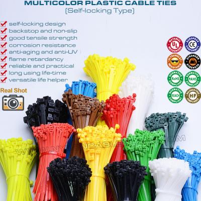 China 4 Inch Color Plastic Cable Ties 2.5x100mm, Premium Nylon 66 Zip Tie Strap with 18 Lbs Tensile for Wires & Cables for sale