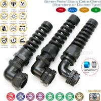 China 90° Elbow (Right Angle) IP68 Plastic Metric Cable Glands with Spiral Flex & Bend Protection for sale