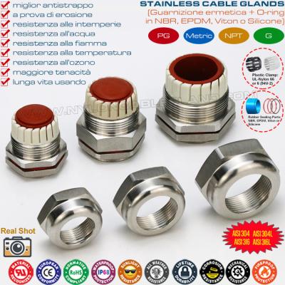 China Waterproof IP68 Metric Cable Glands Sealing Connectors Stainless Steel 304/316/316L with Silicone Rubber Seals for sale