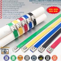 China Colored Epoxy Coated 304 Stainless Steel Cable Tie 12x300mm, Polyester Coated 316 Stainless Metal Zip Tie Wrap 490 lbs for Pipes for sale