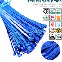 China ETFE Blue Cable Tie 3.6x200mm, 94V-0 Fireproof Teflon Cable Tie Temperature Resistant Tefzel Cable Tie for Harsh Environments for sale
