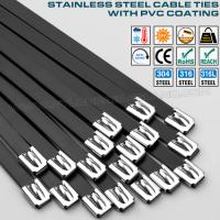 China PVC Coated Metal (Stainless Steel) Cable Ties, Version 316L, 316 or 304, L: 200~1100mm x W: 16mm, 200 Lbs, Outdoor Use for sale