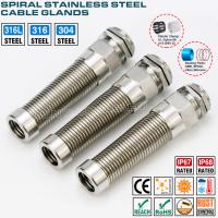 China Stainless Steel IP68 Cable Glands, Spiral Strain Relief, Inox 304, 316 or 316L, Metric Pitch, M12~M50 for sale
