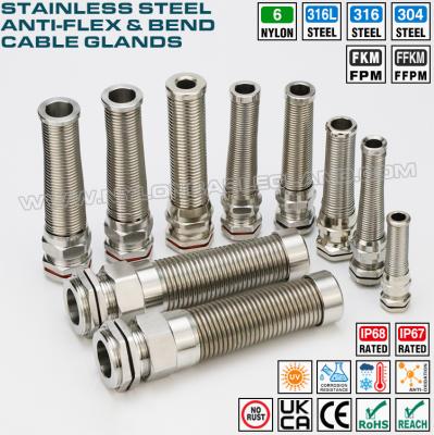 China IP68 Stainless Steel Metal Cable Glands with Helical Flexible Pigtail M12x1.5-M50x1.5, Metric Pitch, 316L/316/304 Version for sale