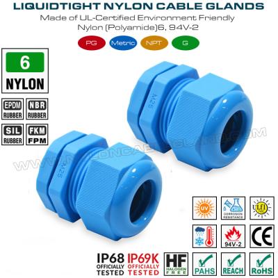 China Waterproof Cord Connector M25x1.5 Plastic Cable Gland IP68, 13-18mm Range, Nylon (PA) 6, UL746C-f1 Rated, Outdoor Use for sale
