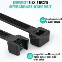 China Plastic Tie Wrap 7.6x300mm Heavy-Duty Cable Tie, Ø8-80mm Adjustable Nylon (PA) 6.6 Zip Tie c/w 130lbs or 157lbs Strength for Construction for sale
