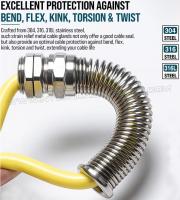 China IP68 Flexible Cable Gland Spiral M32x1.5 (Ø15~22mm), Inox Steel 304, 316 or 316L, Sharp Bend Protection, For Extreme Environments for sale