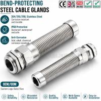 China IP68 Flexible Cable Gland Spiral M32x1.5 (Ø15~22mm), Inox Steel 304, 316 or 316L, Sharp Bend Protection, For Extreme Environments for sale