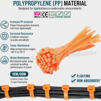 China Polypropylene (PP) Cable Tie 3.6x200mm, Excellent Chemical, Acid & Alkali Resistance, Low Water Absorption, For Aquaculture Industry for sale