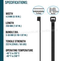 China Nylon 612 (Polyamide 612) UV Shield Cable Tie 200mm x 4.8 (Ø 3-50mm), Weather & Corrosion Resistance, for Solar Installation for sale
