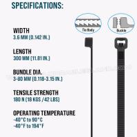China UV Resistant Nylon 12 (Polyamide 12 / PA 12) Cable Tie 300mm x 3.6, Super Weather Resistance, for Durable Outdoor Use for sale