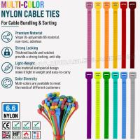 China Colored Cable Tie 200mm x 4.8, 3~50mm Adjustable Nylon 66 Multicolor Zip Tie (222N / 50LBS) for Cable Visual Management for sale