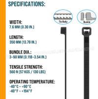 China Black Nylon 612 (Polyamide 612, PA612) Cable Tie, Heavy Duty, UV & Weather Resistance, 350mm x 7.6, For Outdoor Solar Facilities for sale