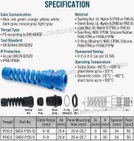 China Colored Strain Relief Cable Gland Nylon 6 (Polyamide 6/PA6), PG13.5 (Ø 6-12mm & 5-9mm), IP68 & IP69K, for Cable Identification & Organization for sale