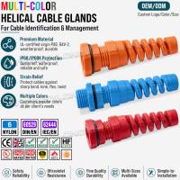 China Colored Spiral Cable Glands with Strain Relief (Blue, Red, Green, Yellow, Gray, Black), Nylon Polyamide 6, PG9, UL94V-2, for 4-8 mm & 2-6 mm Cables for sale