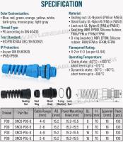 China Colored Spiral Cable Glands with Strain Relief (Blue, Red, Green, Yellow, Gray, Black), Nylon Polyamide 6, PG9, UL94V-2, for 4-8 mm & 2-6 mm Cables for sale